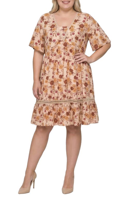 STANDARDS & PRACTICES Floral Print Crochet Lace Trim Dress